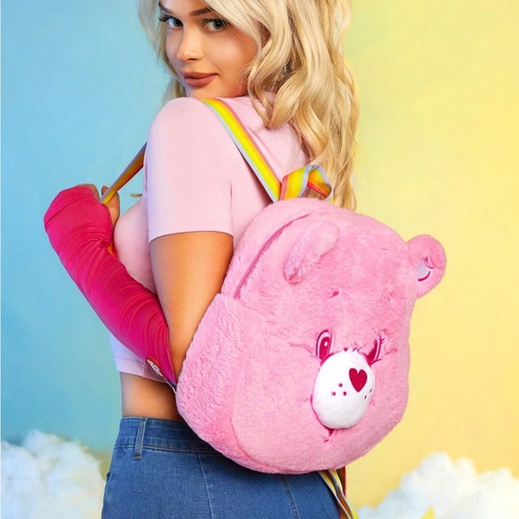 Accessories | New Care Bears Pink Plush Teddy Bear Design Backpack ...